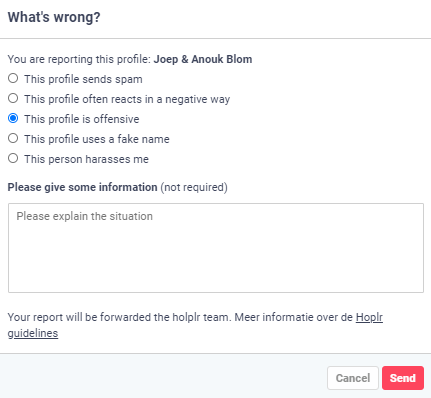How can I report a user profile? – Hoplr - Help and Support